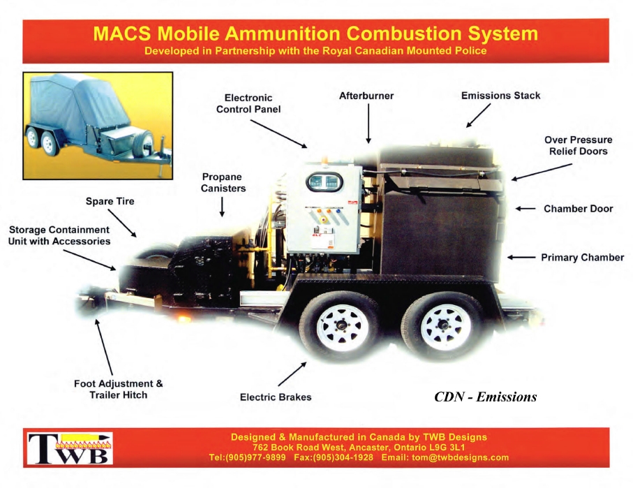 MACS - Mobile Ammunition Combustion System (Canadian MOE Approved)